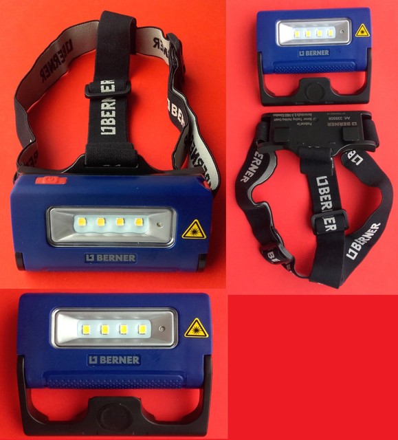 3x Berner 335506 LED Professional Headlamp Battery Flashlight USB Port ...
