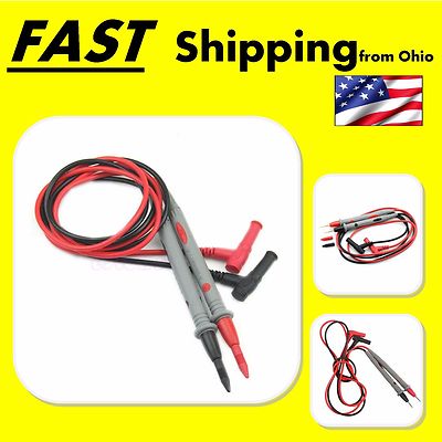 Premium Digital Volt Meter Test Leads / Wires - - - -Red & Black Test ...