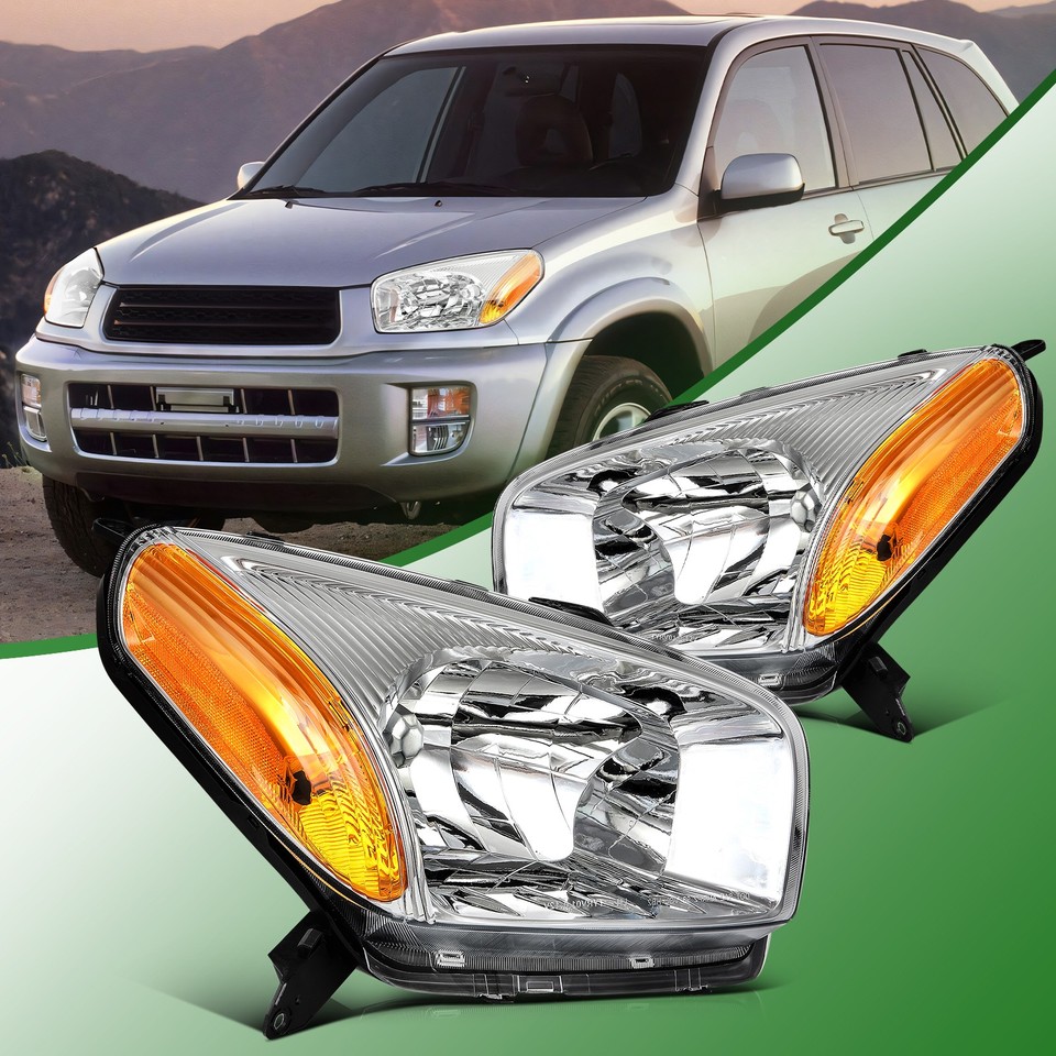 Fits Toyota RAV4 2001-2003 Chrome Housing Headlights Assembly Pair Left ...
