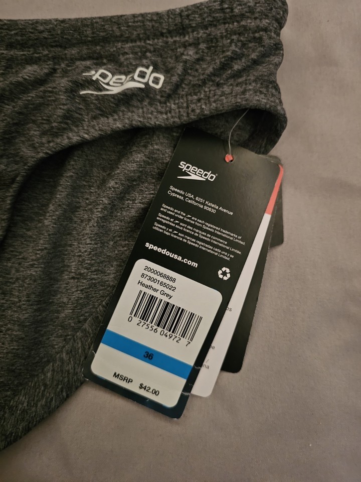 Speedo Fitness Heather Gray Enurance Solar 2" Brief Swimsuit Men's Size ...