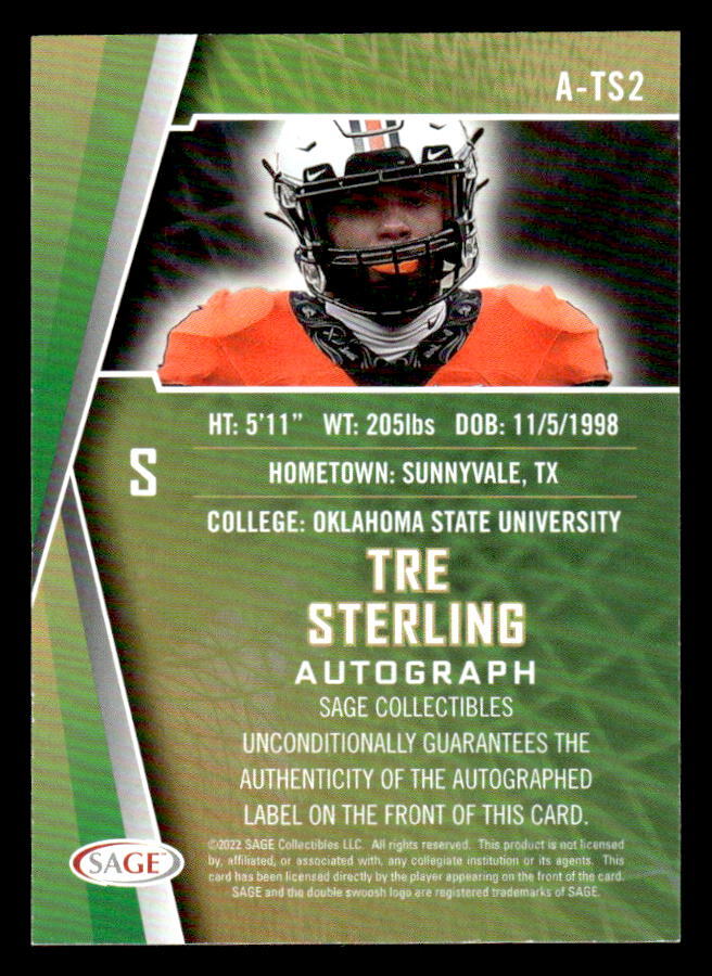 2022 SAGE #A-TS2 Tre Sterling Autographs Red | eBay