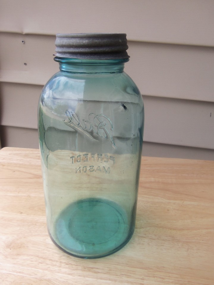 Vintage #13 Ball Perfect Mason Half Gallon Ball Blue Jar w #13 Zinc Lid ...
