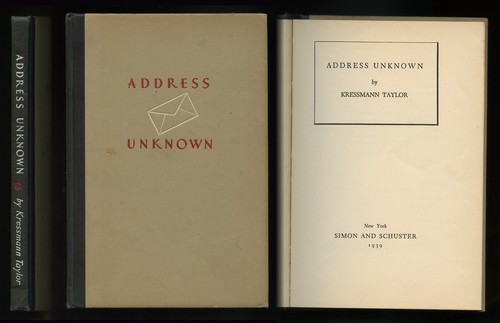 ADDRESS UNKNOWN by Kathrine Kressmann Taylor Jewish Art Dealer Nazi ...