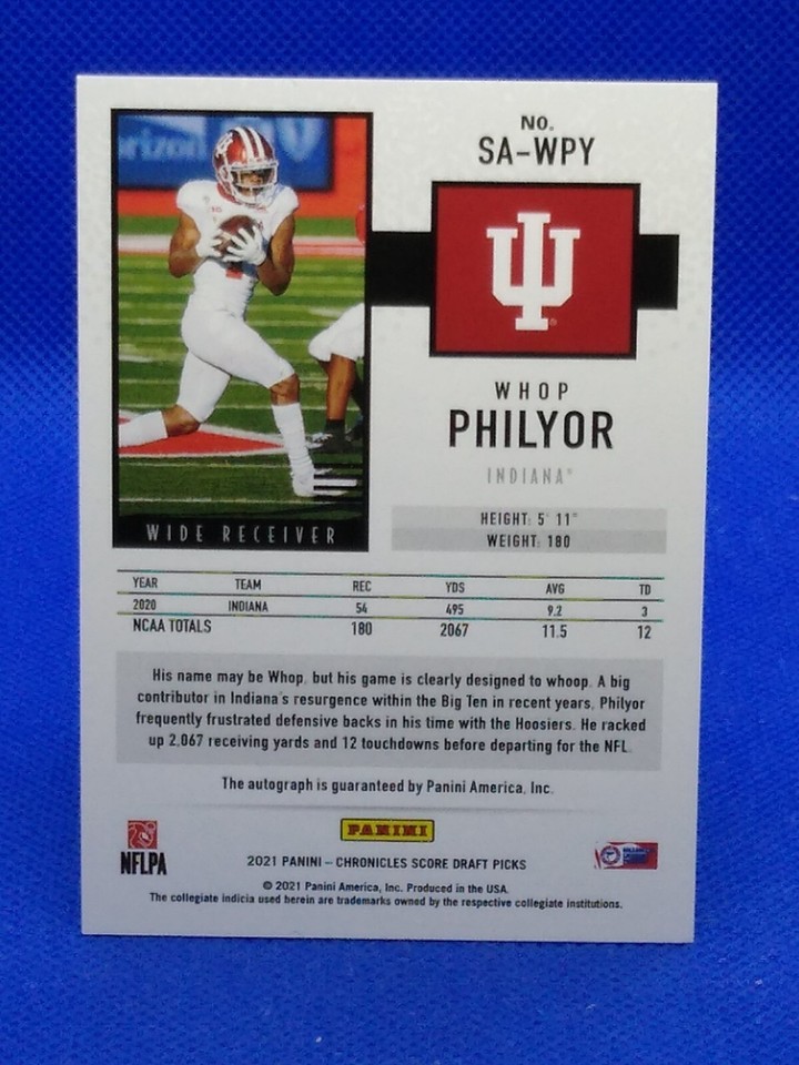 2021 Panini Chronicles Draft Picks Score Whop Philyor #SA-WPY Rookie ...