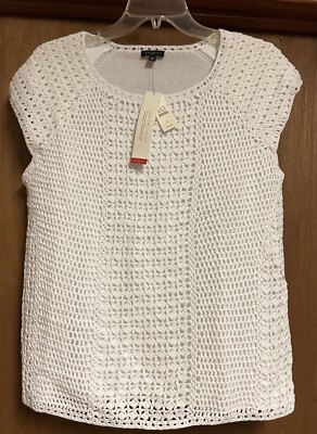 Talbots White Hand Embroidered Top Women’s Size L NWT! | eBay