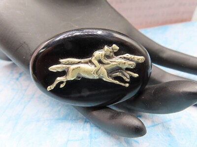 Large Vintage BUTTON*Oval*HORSES*HORSE RACING*SPORTS*Jockeys* 1-7/8 ...