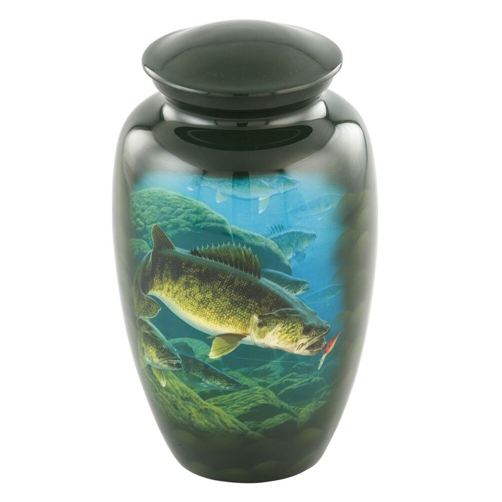 Large/Adult 210 Cubic Inch Metal Walleye Fish Funeral Cremation Urn for ...