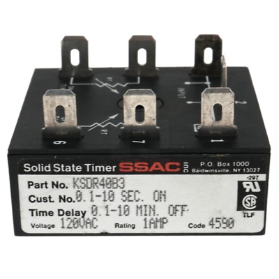 SSAC KSDR40B3 Solid State Timer, 0.1-10sec on, 0.1-10min off, 120VAC, 1 ...