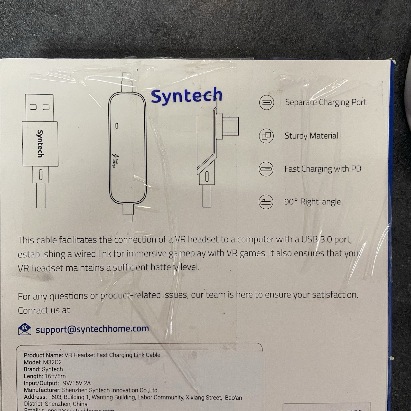 Syntech VR Link Cable Extra Fast Charging Port 16 Ft Oculus Quest 3S/3/2 Pico4 | eBay