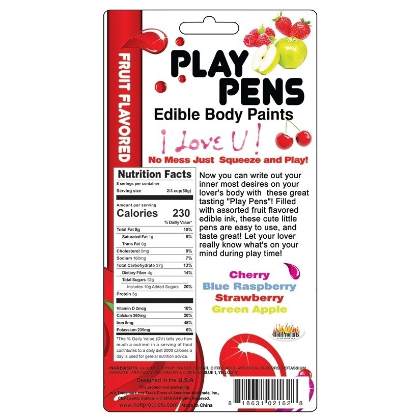 Edible Body Play Pens Edible Fruit Flavored Body Pens 4pk - Couples Fun ...