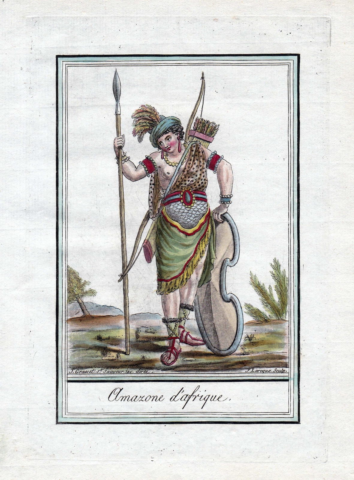 1780 Africa Benin Dahomey Woman Soldier Grasset Costumes Copperplate ...