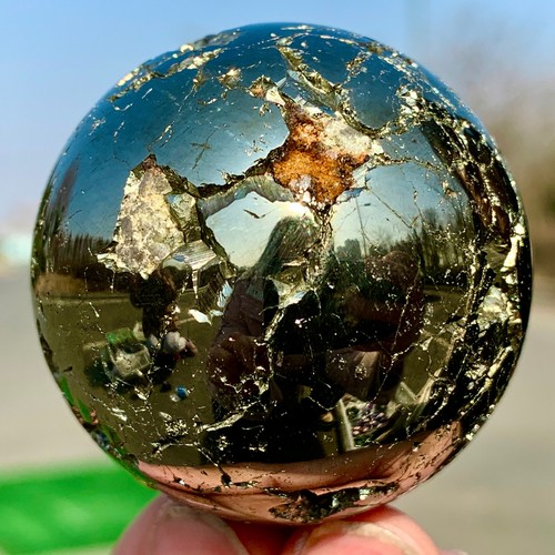 242GNatural Chalcopyrite Quartz Crystal Ball Energy Reiki Healing | eBay