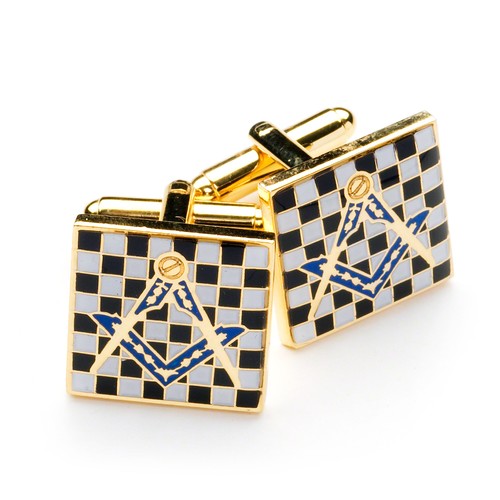Superb Quality Pavement Design Masonic Cufflinks, Check Black & White ...