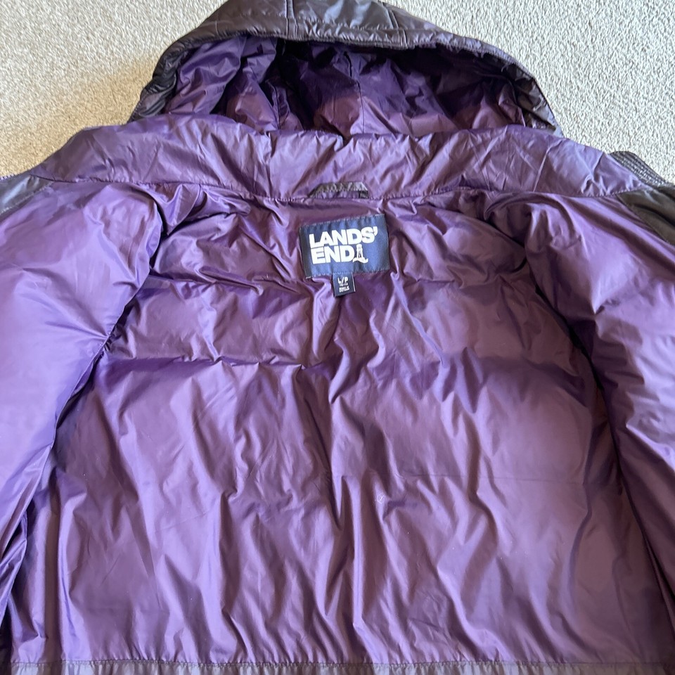 Lands’ End Deep Purple Down Coat Women’s Large 14-16 | eBay