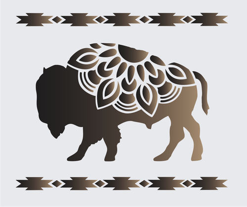 Mandala 5" Buffalo STENCIL Bison Southwest Lodge Prairie DIY Ranch ...