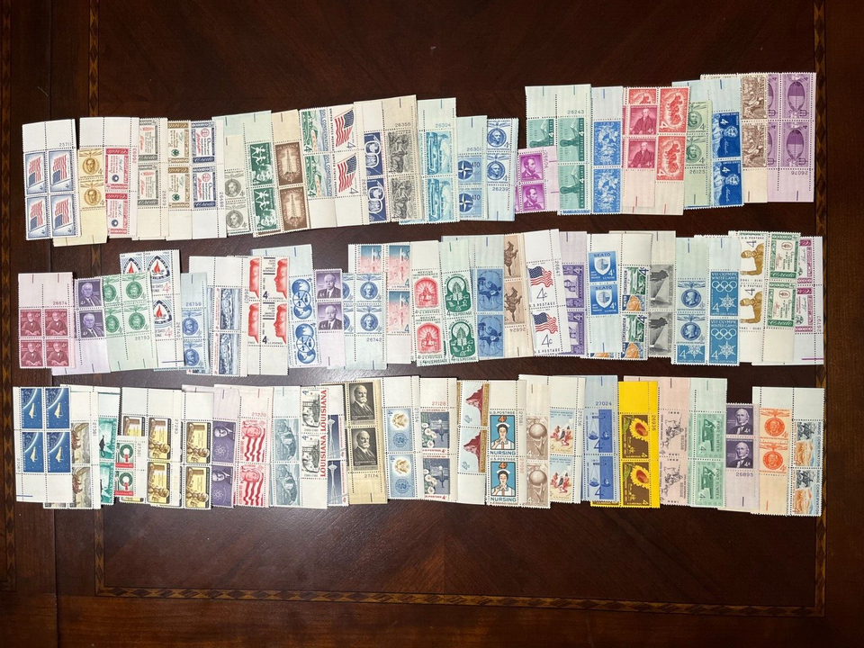 RHstamps 50 DIFFERENT 4 CENT MOSTLY COMMEM U.S. PLATE BLOCKS MINT NOT ...