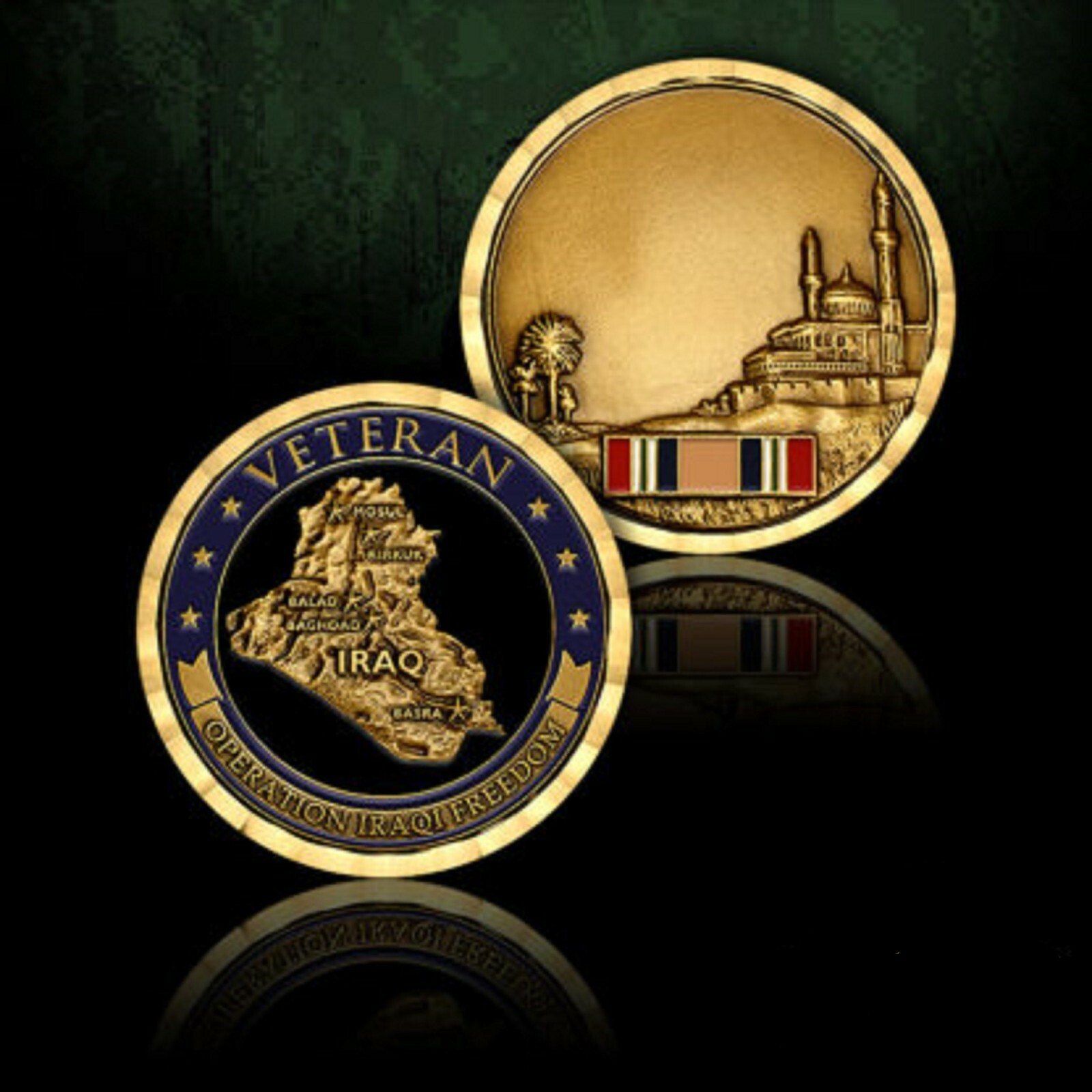 OIF OPERATION IRAQI FREEDOM CAMPAIGN SERVICE RIBBON 1.75" CHALLENGE ...