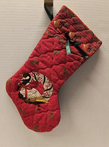 Vintage Quilted Red Christmas Stocking W/ Duck and Wreath 12" | eBay UK
