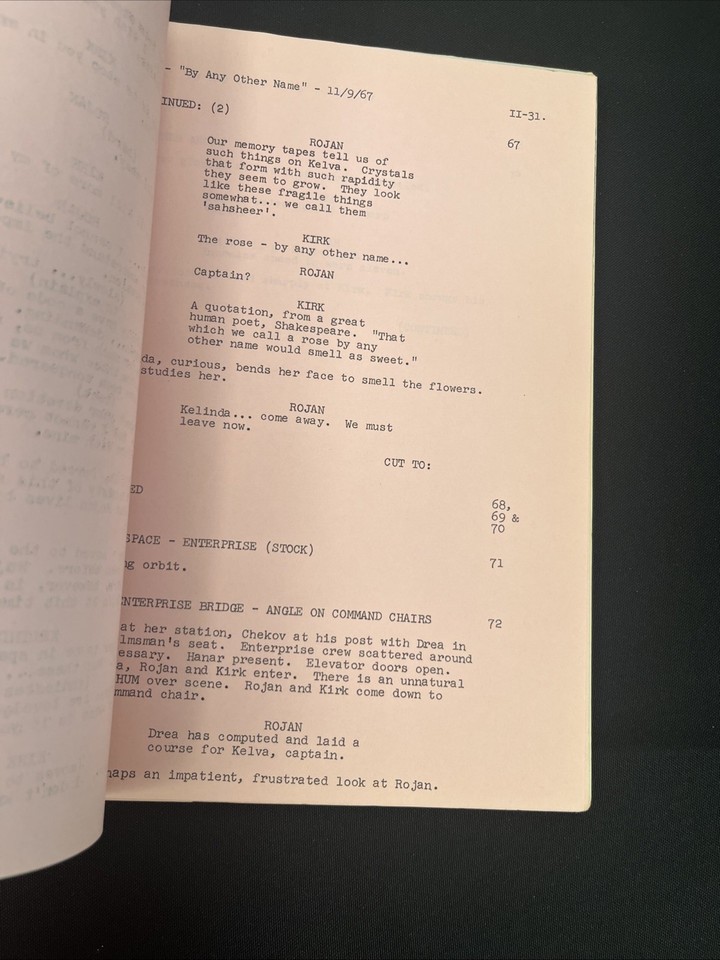 1967 STAR TREK Original Series Script “By Any Other Name” Edit Script ...