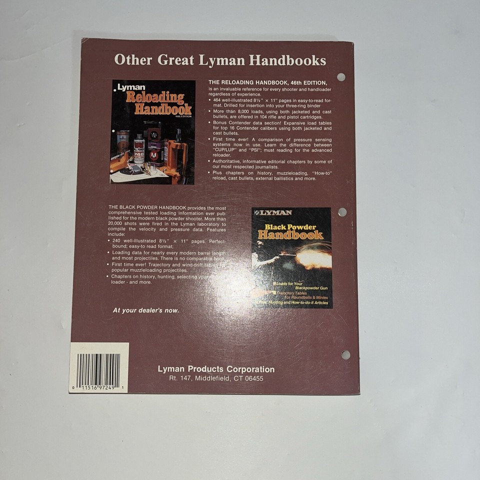 LYMAN CAST BULLET HANDBOOK 3rd Edition RELOADING CASTING DATA ...