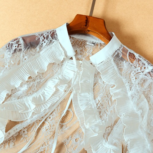 Women Bolero Long Sleeve Sheer Ruffle Lace Cardigan Shrug Crop Top ...