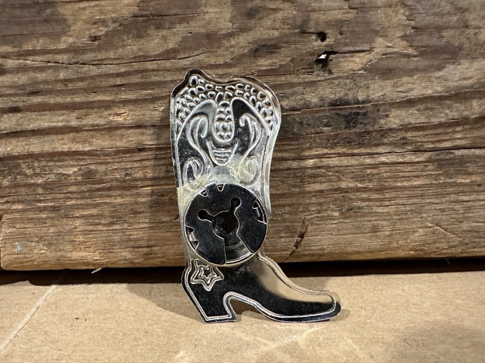 Vintage Western Button Cover Silver Boot | eBay