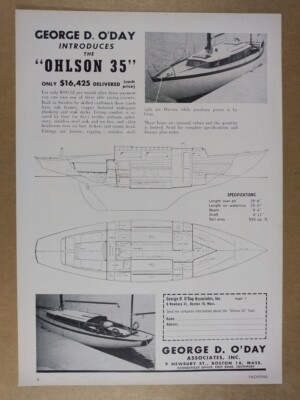 1958 George O'Day Ohlson 35 Sailboat Yacht vintage print Ad | eBay