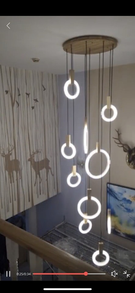 Long LED Chandelier Pendant Lights Modern, Stairwell, Living, Dining ...