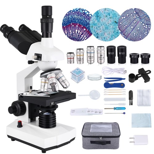 Trinocular Compound Microscope, 40X-5000X Magnification, Mechanical ...
