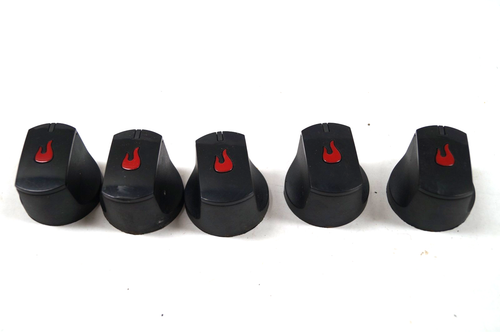LOT (5) CharBroil Gas Grill Knob Set Genuine OEM Black Red Plastic ...