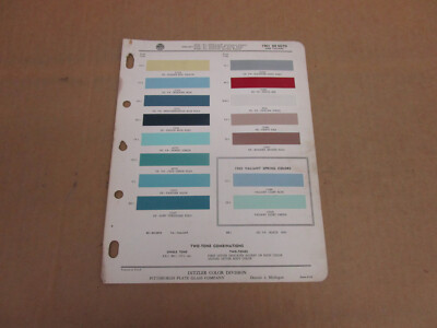 1961 De Soto Plymouth Valiant car exterior paint color chip chart sheet ...