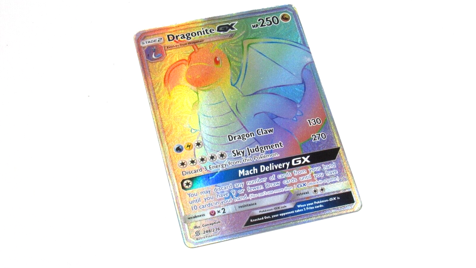 2019 Pokémon SM: Unified Minds Secret Rare Rainbow Dragonite GX 248/236 ...
