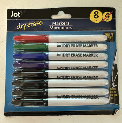 New Jot Dry Erase Markers Bullet Tip 8 Pack Multiple Colors | eBay
