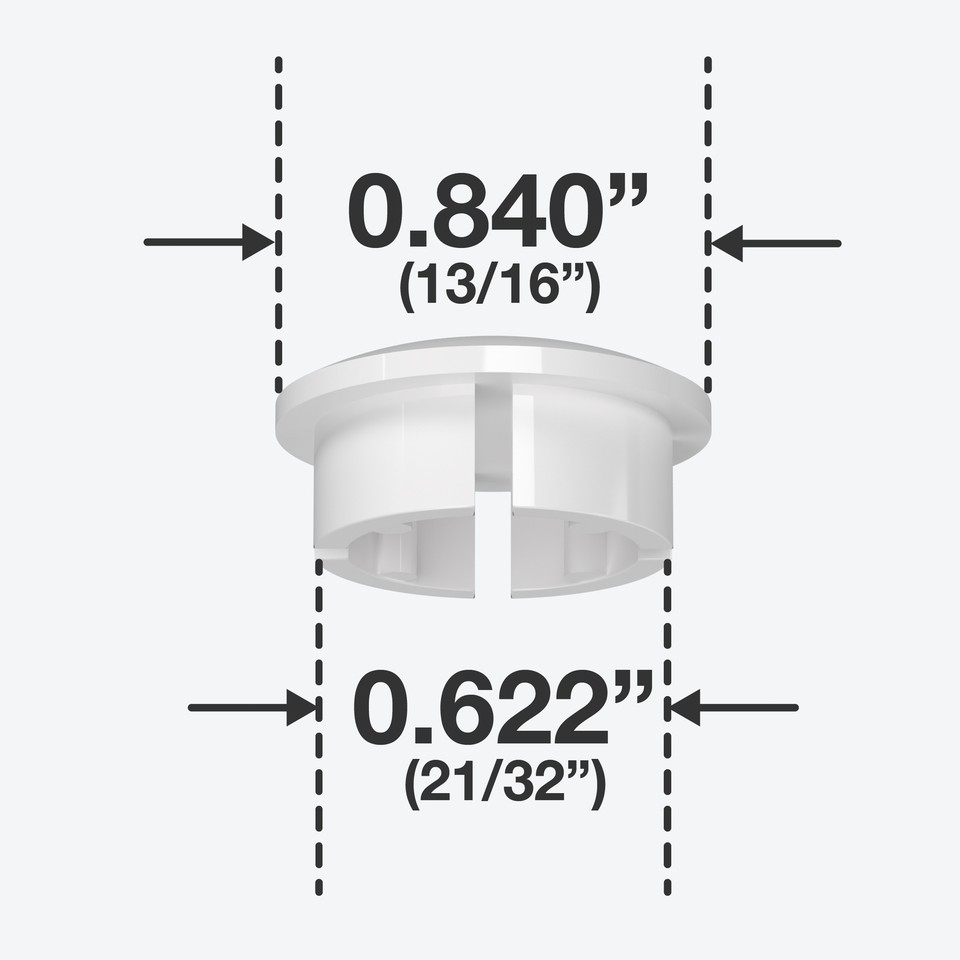 1/2" Internal PVC Dome Cap, White (10-PK) FORMUFIT Furniture Grade ...