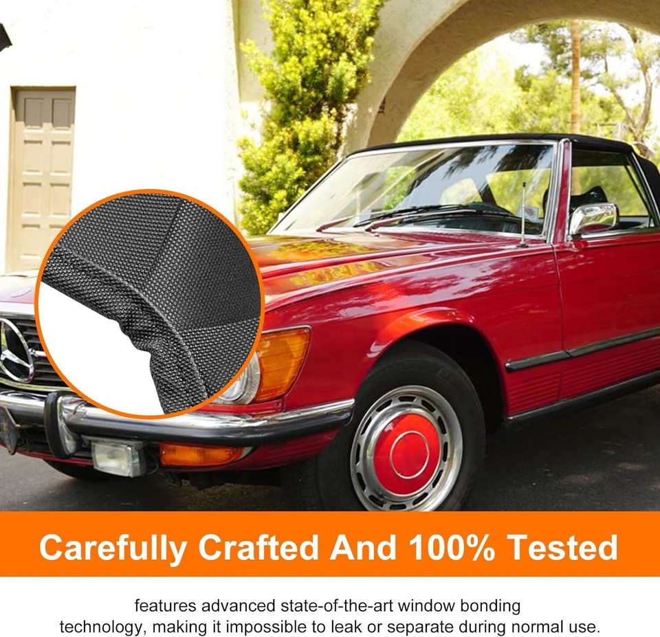 R107 380SL 450SL 560SL Black Convertible Soft Top with Clear Plastic ...