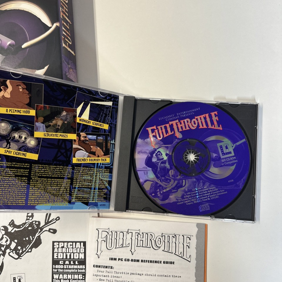 Full Throttle 1994 IBM PC Game Limited Edition LucasArts Big Box CIB CD ...