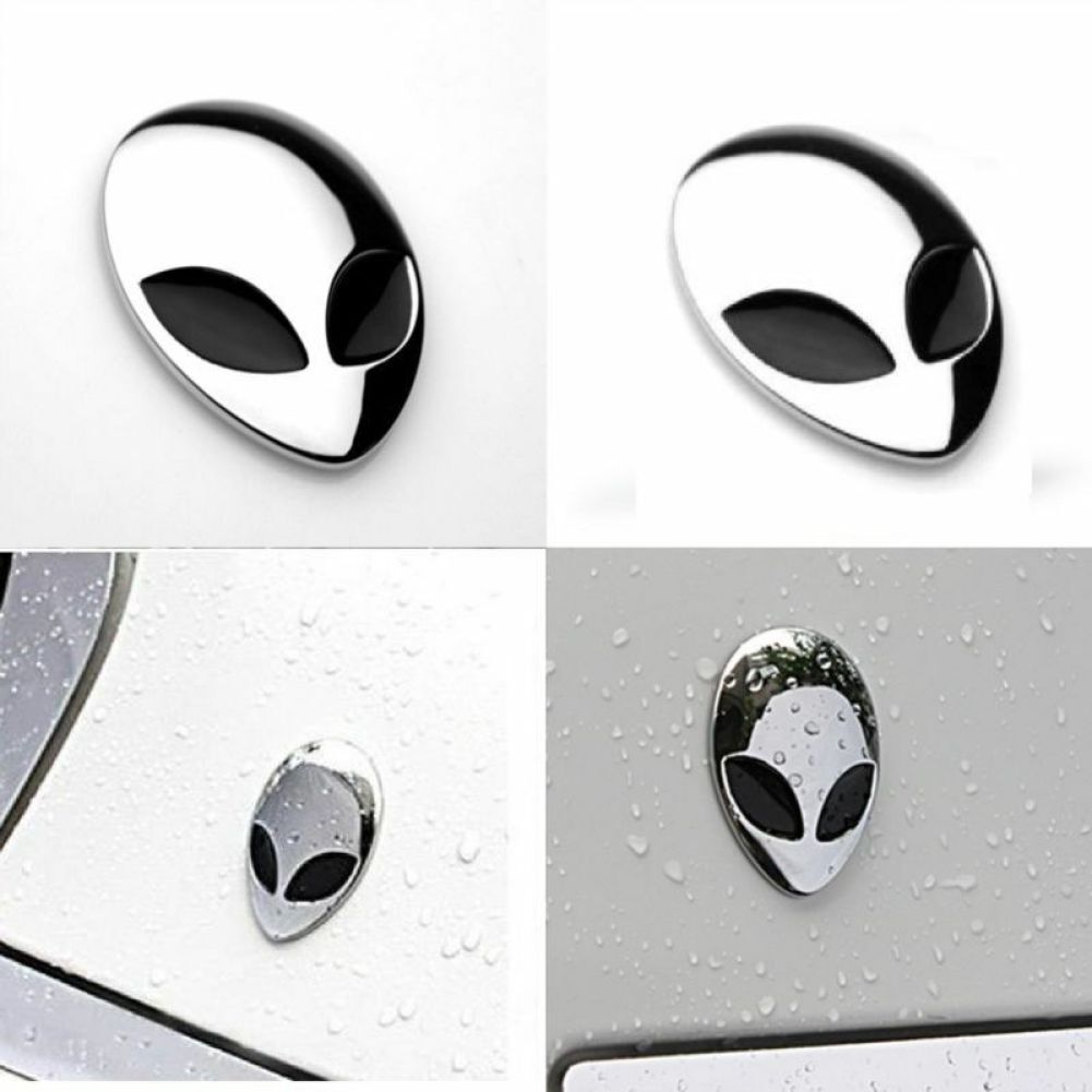 Full Metal 3D Alienware Alien Head Auto Logo Sticker Badge Emblem Car ...