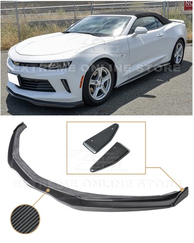 T6 Style CARBON FIBER Front Lower Lip Splitter Side End Caps For 16-18 ...