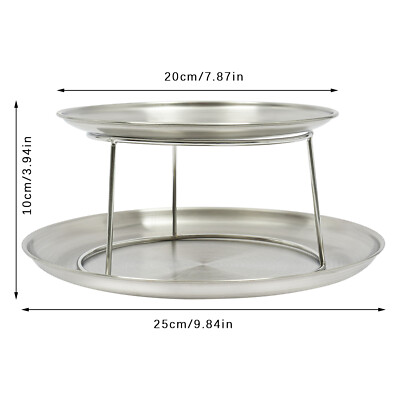 2 Tier Food Serving Riser Seafood Plate Round Plate Rack Silver Tray ...