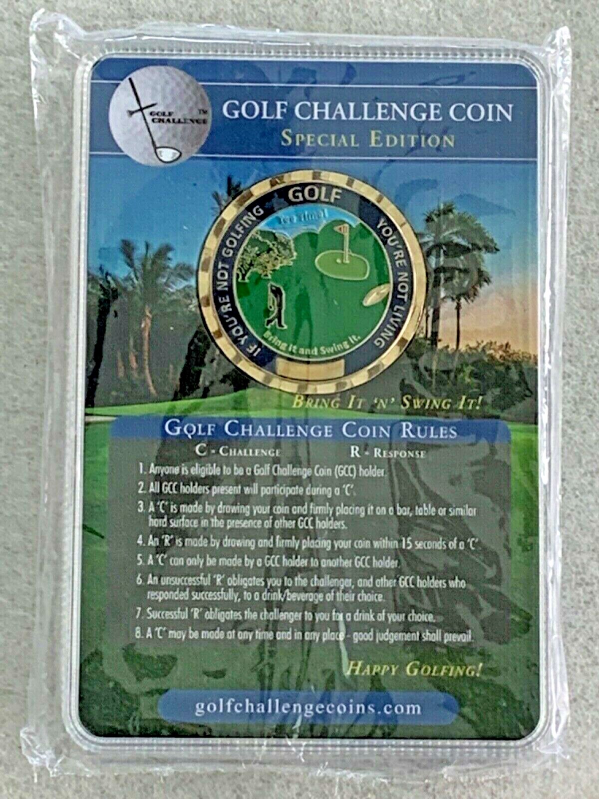 GOLF CHALLENGE COIN LIVE LIFE ONE STROKE AT A TIME GOLD SCALLOPED EDGED ...