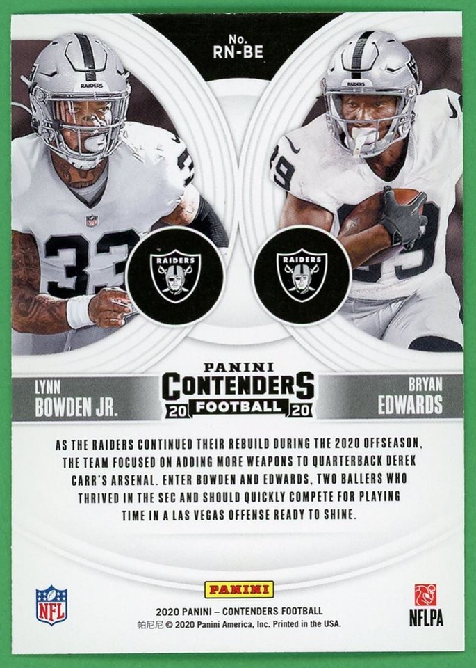 2020 Round Numbers Lynn Bowden Jr./Bryan Edwards Las Vegas Raiders #RN ...
