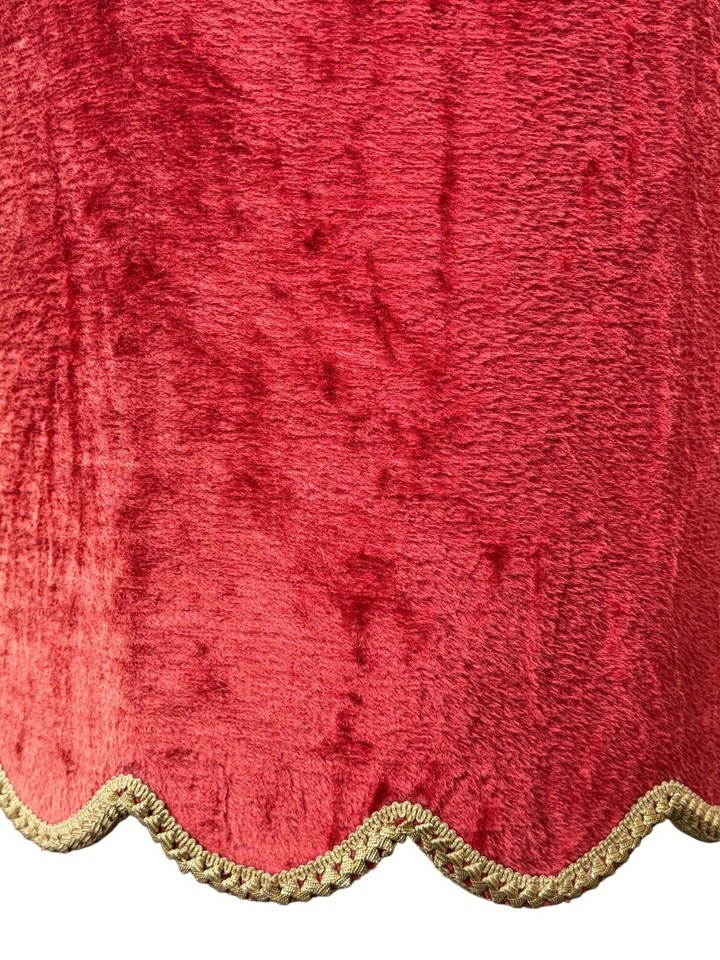 MCM Vintage Red Velvet Hanging Swag Lamp Shade 16.5x18 Elegant Room ...