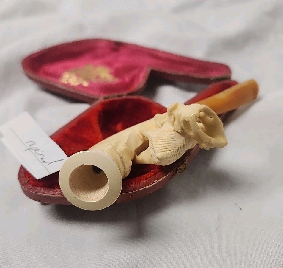 Quality Master Carved Pipe Echt Bernstein Meerschaum W Case Repaired ...