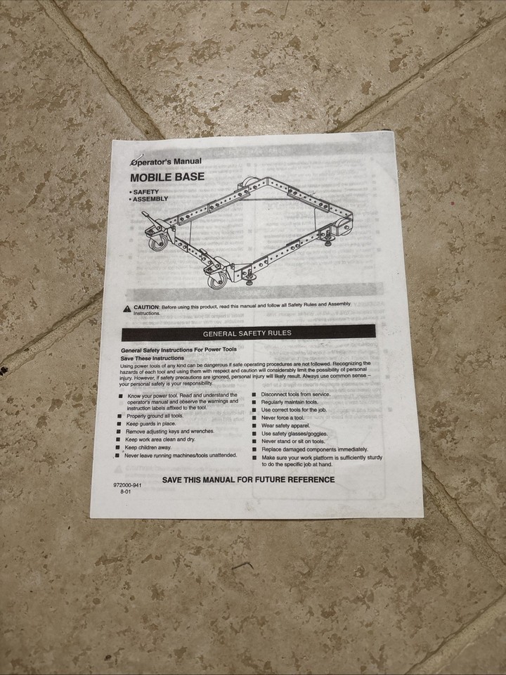 Craftsman Professional Table Saw Series 315 113 Models Mobile Base ...