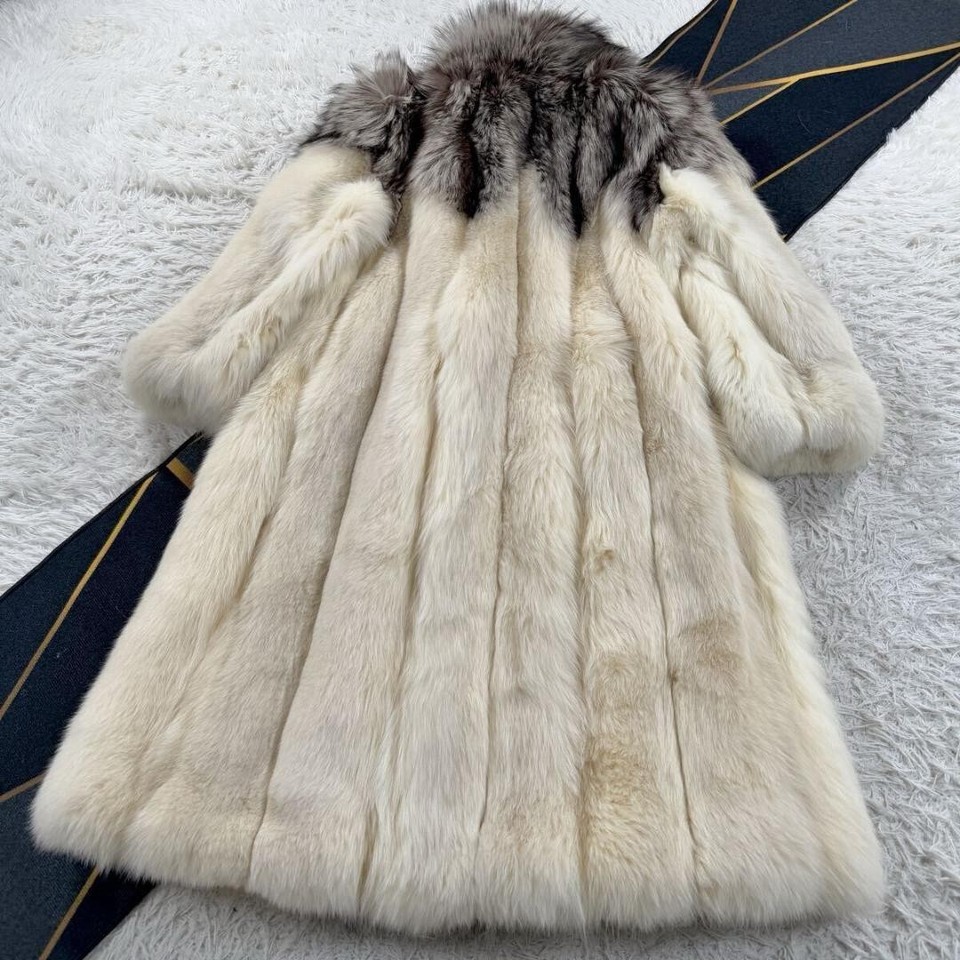 Fox Fur Coat XL Long Silver Shadow Fox Real Fur Vintage Excellent ...