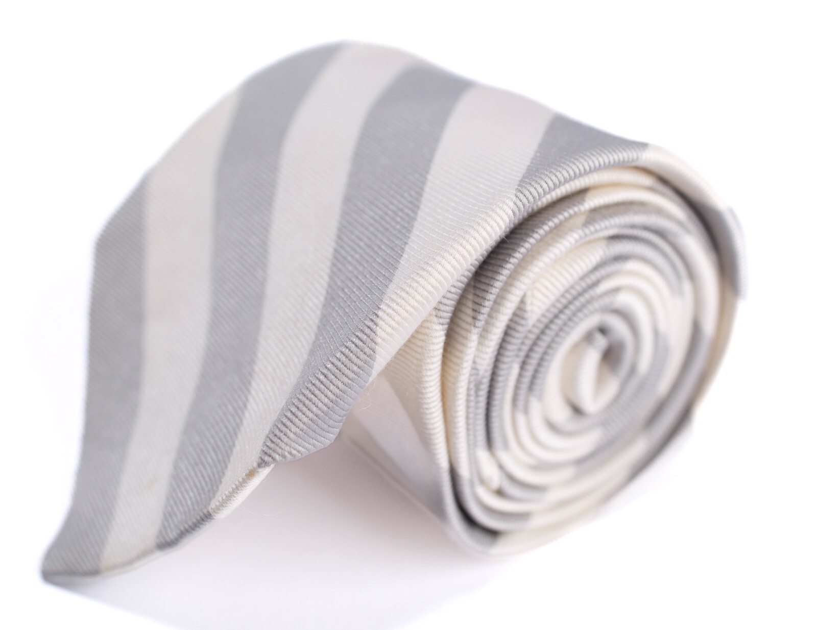 Men’s Repp Tie %100 Silk White & Silver Stripes Bill Owings Clothier 60 ...