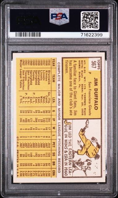 1963 Topps - High # #567 Jim Duffalo for sale online | eBay