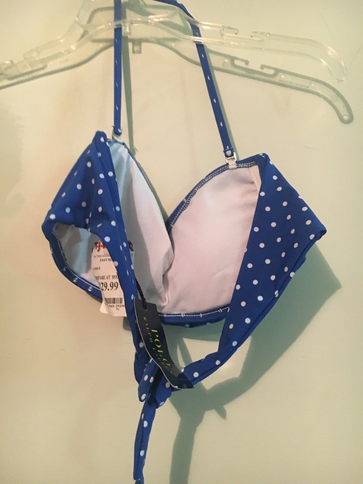 NWT Polo Ralph Lauren Size M Blue White Polka Dot BRA Bikini Top Beach ...