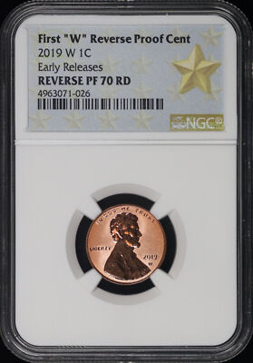 2019-W Lincoln Shield Cent NGC RP-70 RD First W Reverse Proof Cent ...