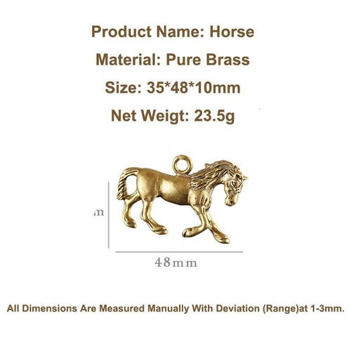 Pure Brass Horse Keychain Pendant Animal Figure Hanging Miniature ...